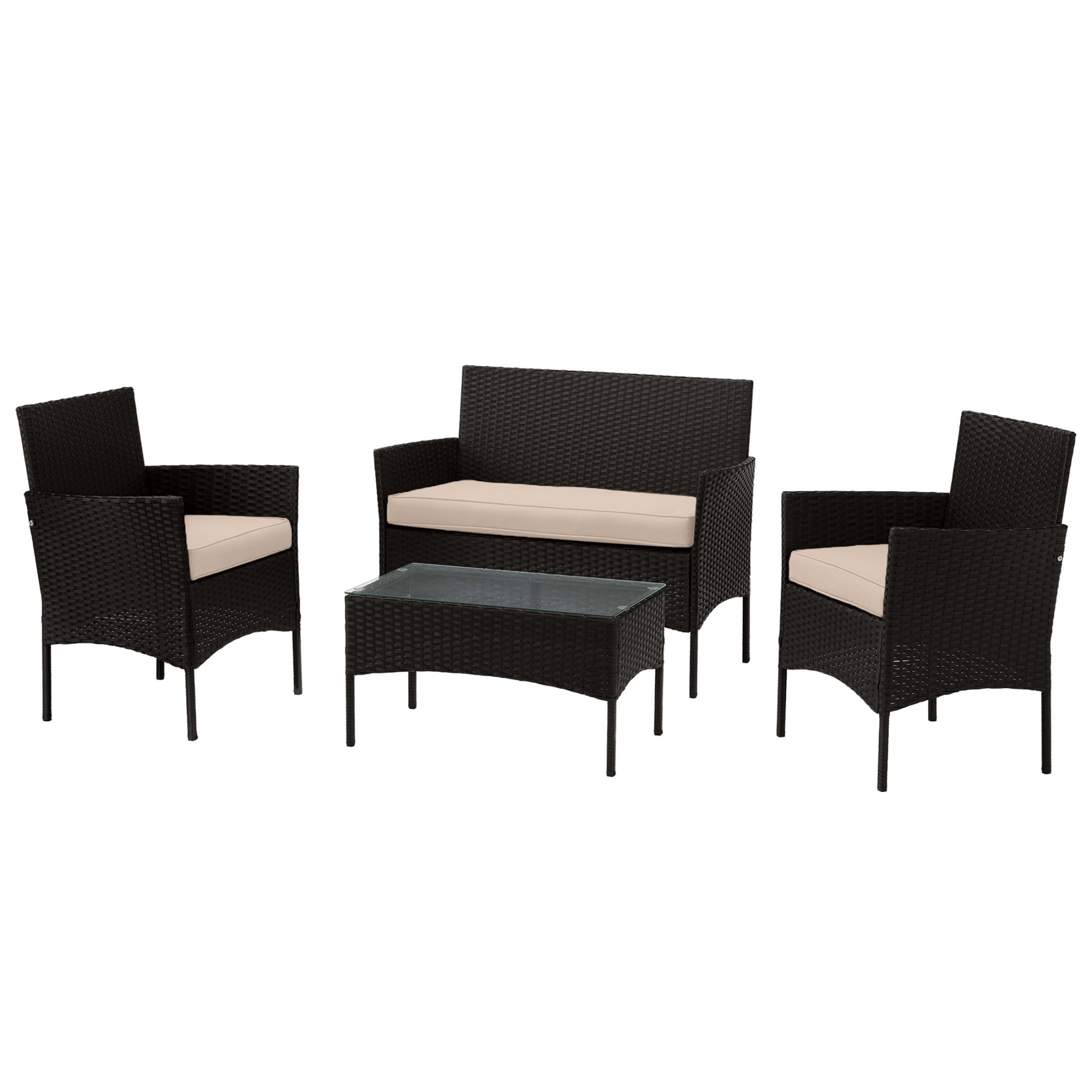 Lavish Home 4PC Patio Furniture Set with Couch, Chairs, and Table ...