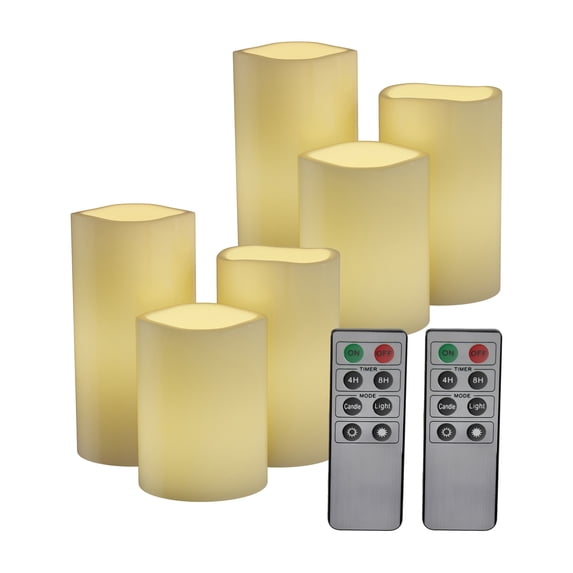 Lavish LED Flameless Candles - Remote Control - Set of 6 - Walmart.com