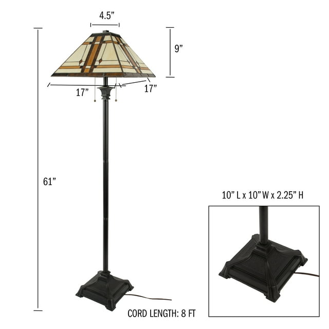 Lavish Home 60-watt Tiffany Style Floor Lamp with Mission Design Art Glass Shade - Walmart.com