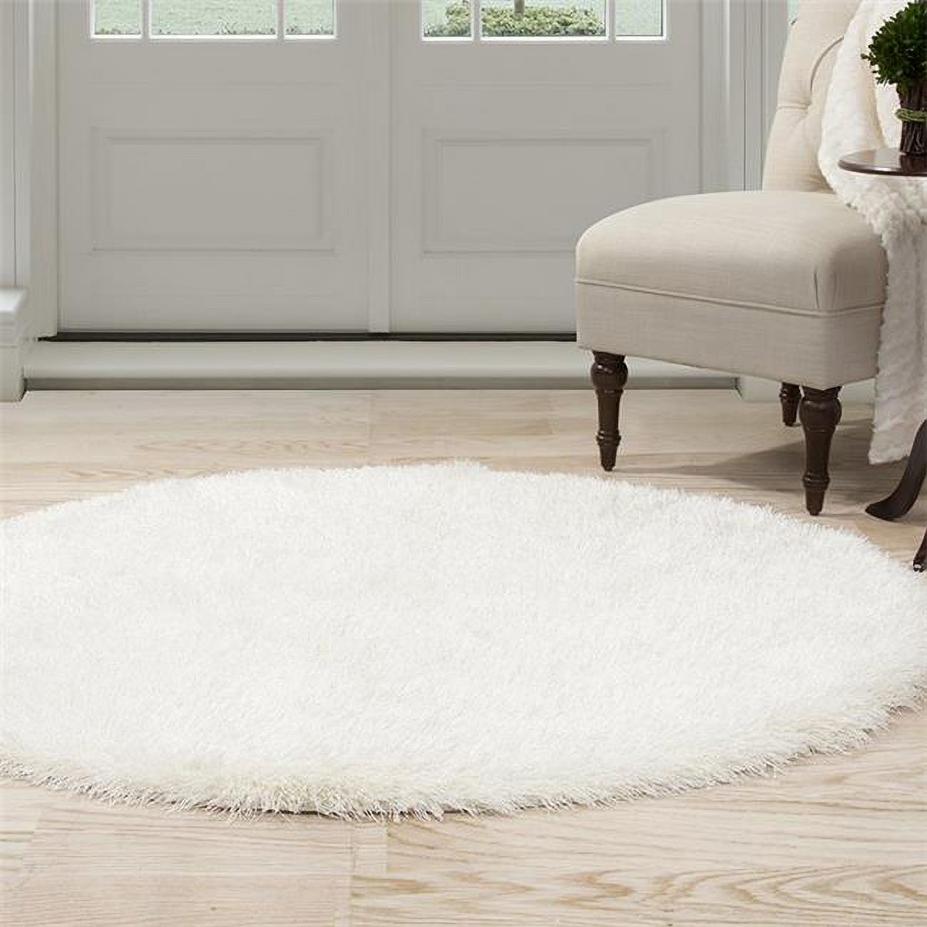 Lavish Home 62-BEI5RD 5 ft. Round Shag Area Rug - Beige - Walmart.com