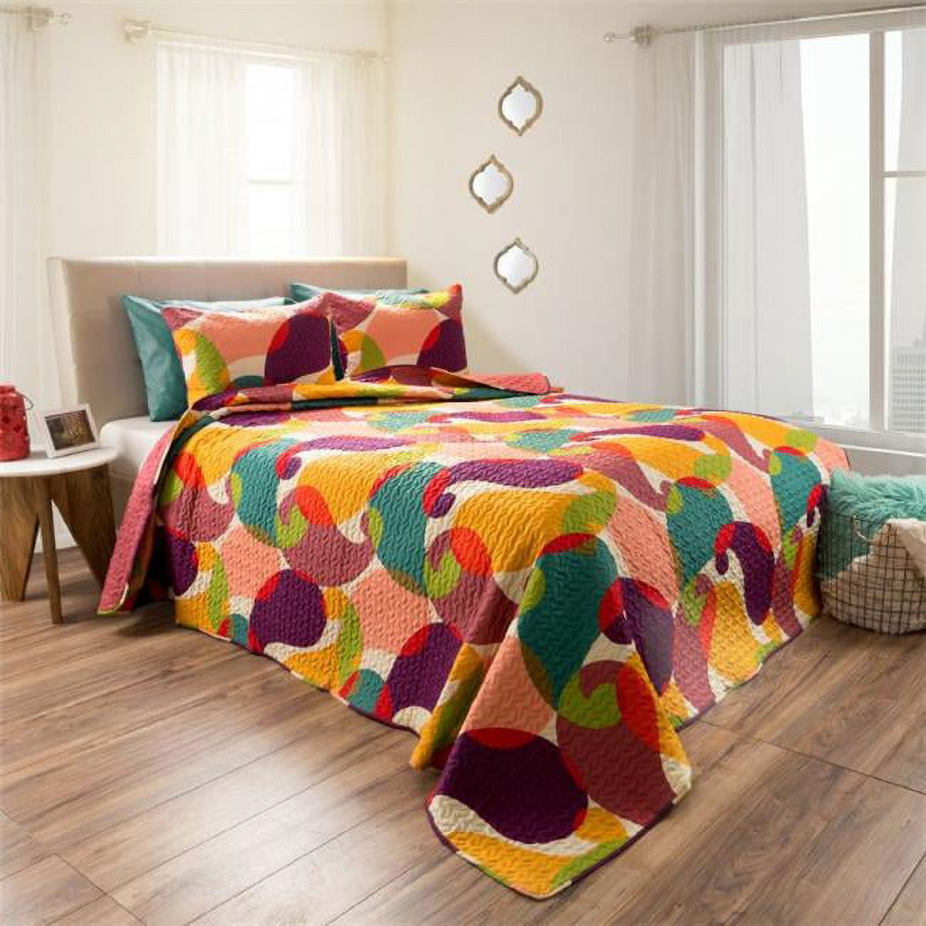Lavish Home 66-10064-FQ Reversible Microfiber Evelyn Embossed Quilt ...