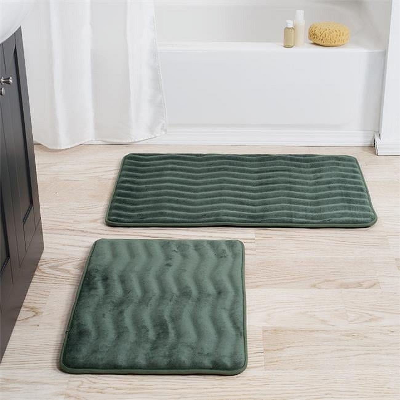 Lavish Home 67-10-G 2 Piece Memory Foam Bath Mat Set, Green - Walmart.com