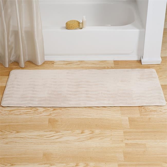Lavish Home 67-11-I 24 x 60 in. Extra Long Memory Foam Bath Mat, Ivory ...