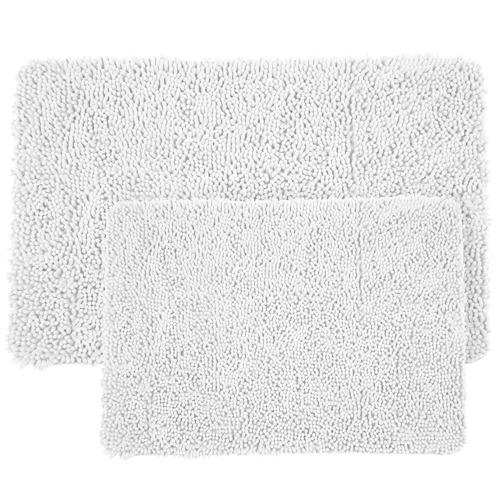 Lavish Home 67-18-W Memory Foam Shag Bath Mat, White - 2 Piece ...