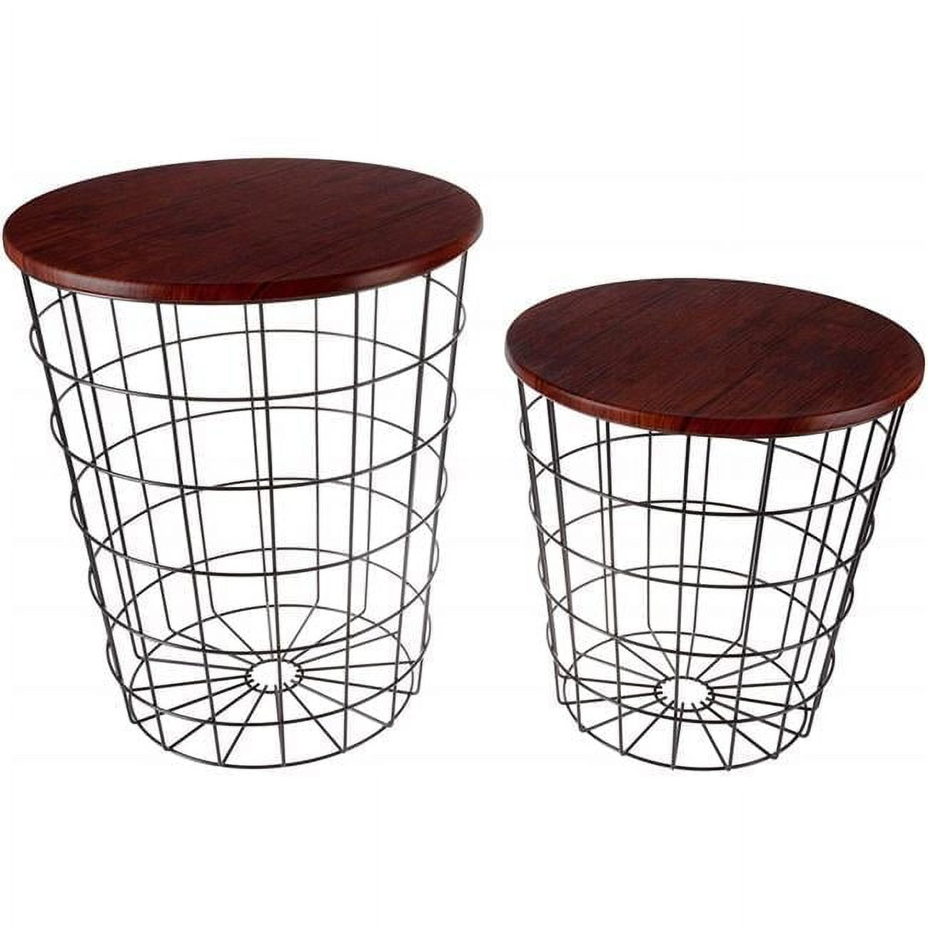 Lavish Home 80-ENDTBL-23 Nesting End Tables with Storage, Cherry ...