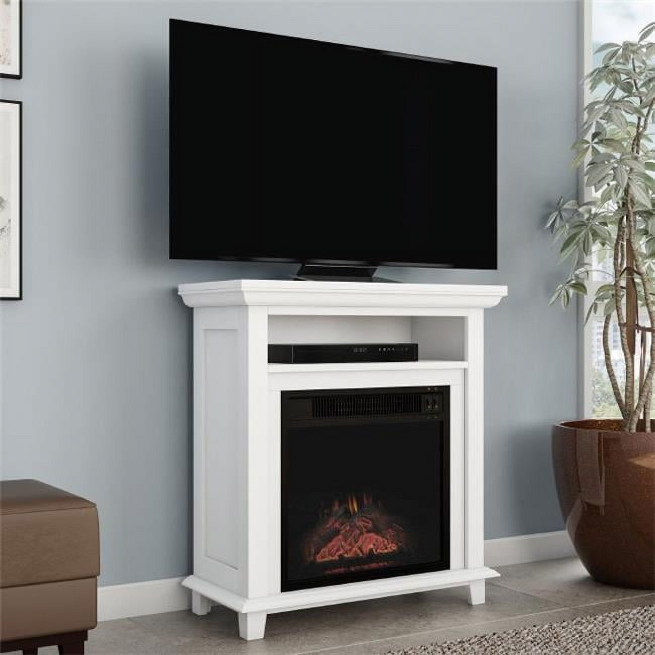 Lavish Home 80-FPWF-2 Heat Mobile Electric Fireplace, White - Walmart.com