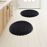 Lavish Home Bathroom Rugs - 2-Piece Woven Cotton Bath Mat Set (Black ...