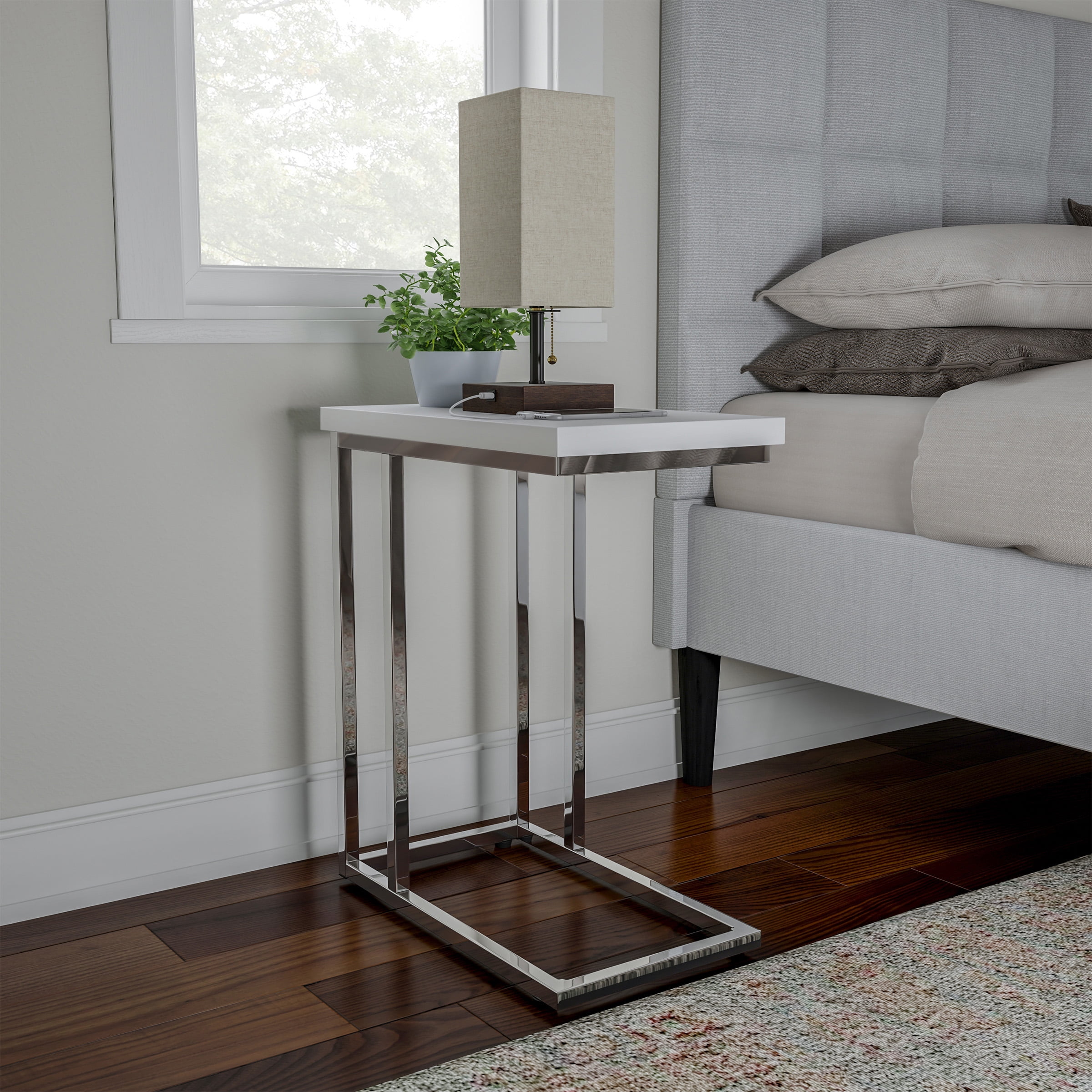 Lavish Home C-Shaped Sofa Side Table - Modern End Table, Laptop Tray ...