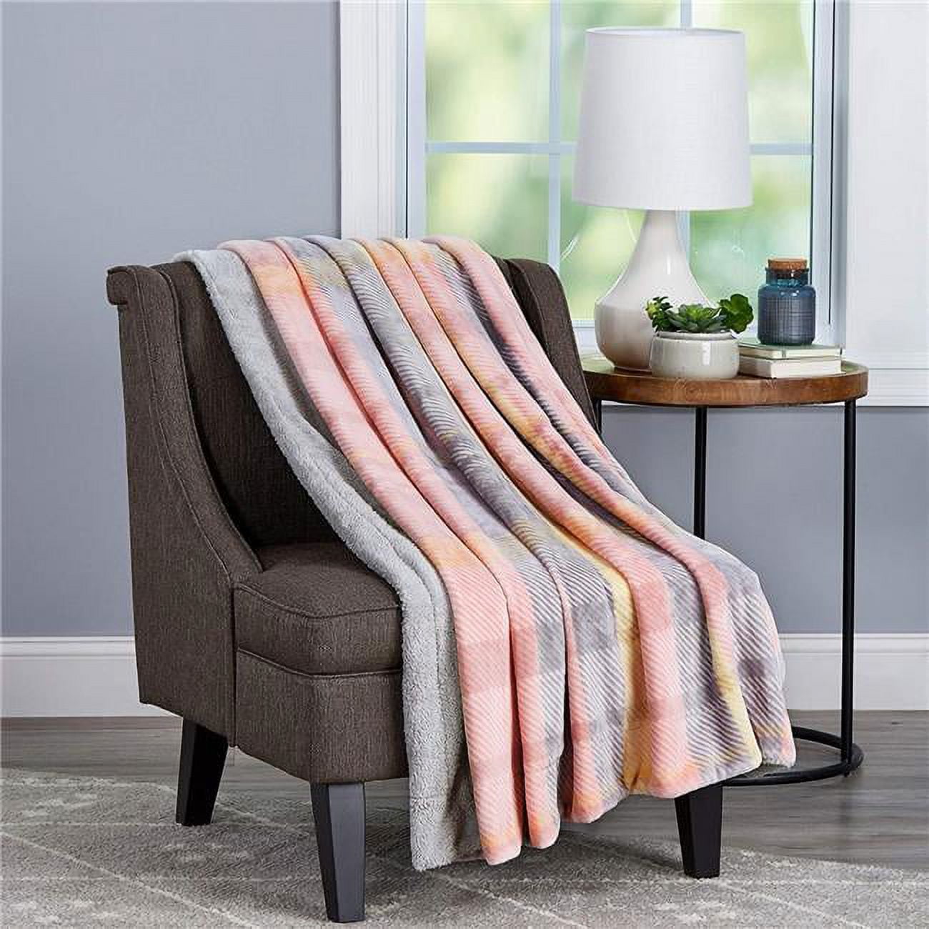 Lavish Home Collection Blanket Oversized Plush Woven Polyester Sherpa ...