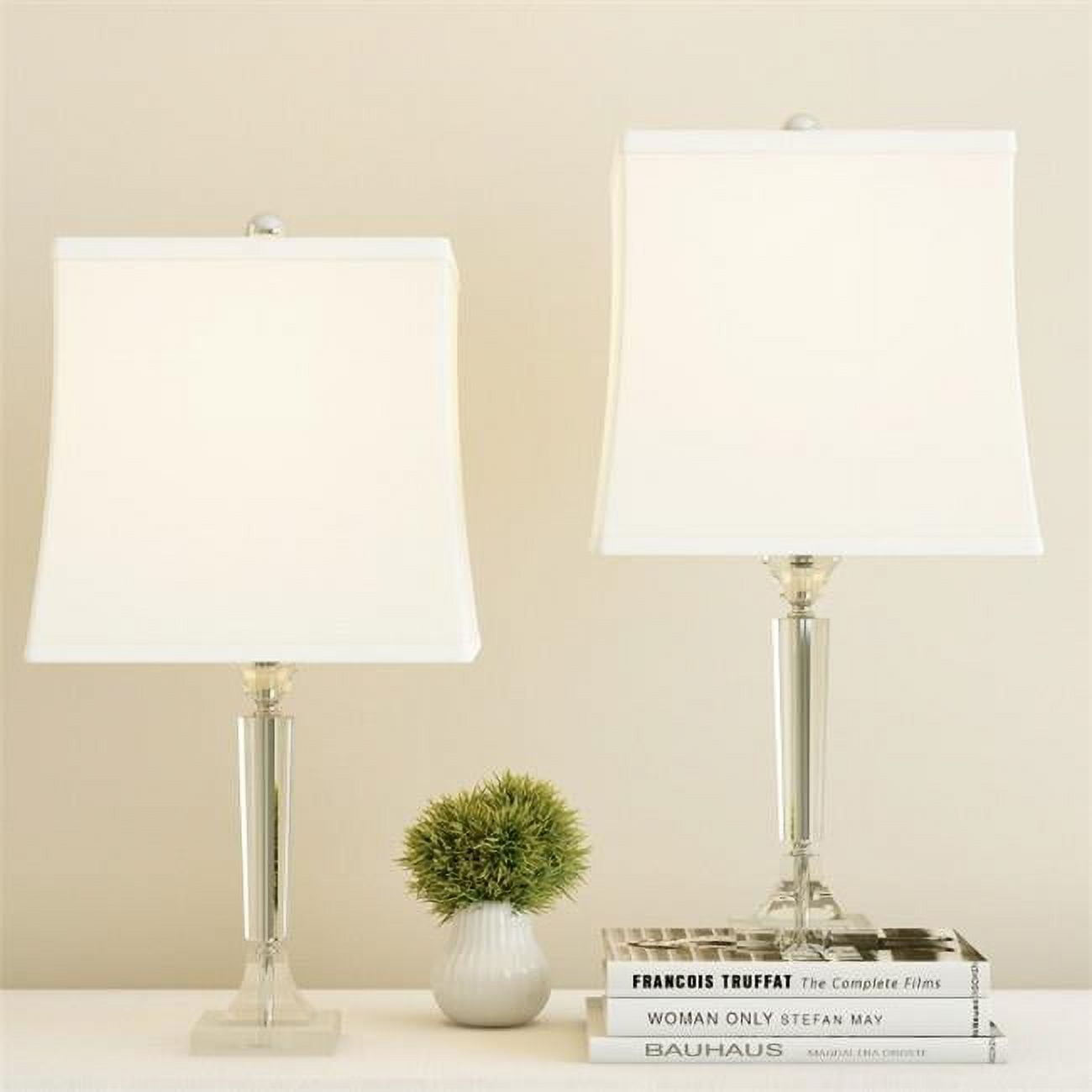Lavish Home Crystal Candlestick Lamps with Square Shades Faceted Shiny ...