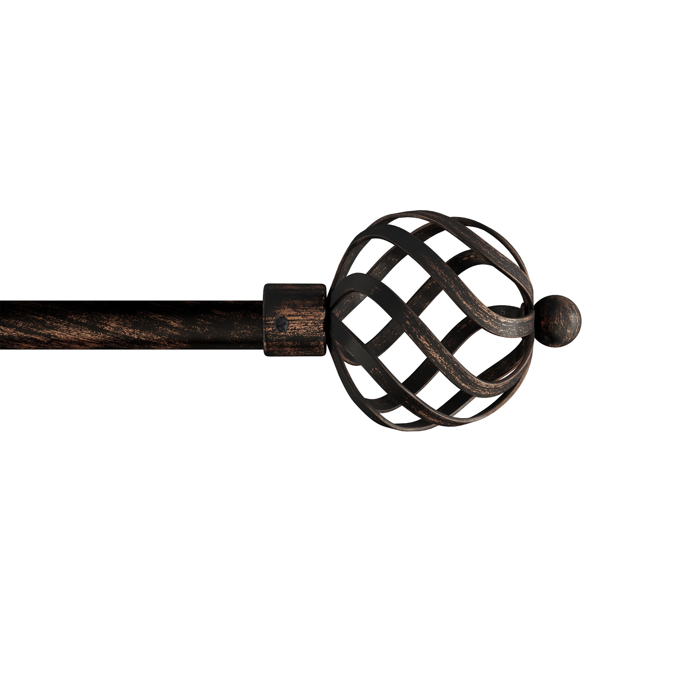 Lavish Home Adjustable Steel Curtain Rod with Twisted Sphere Finials 48 ...