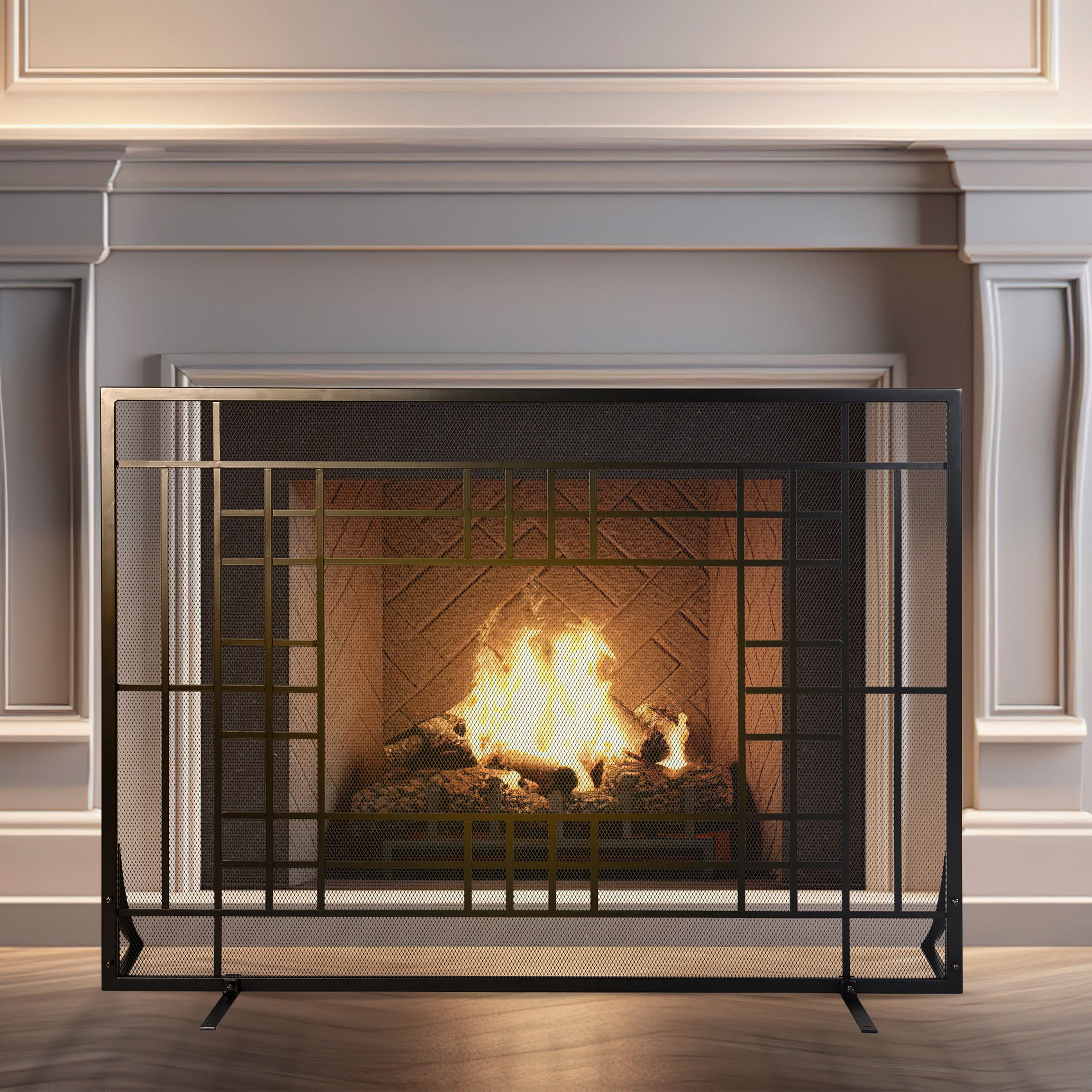 Lavish Home Fireplace Screen - Fireplace Gate with Mesh Spark Guard ...