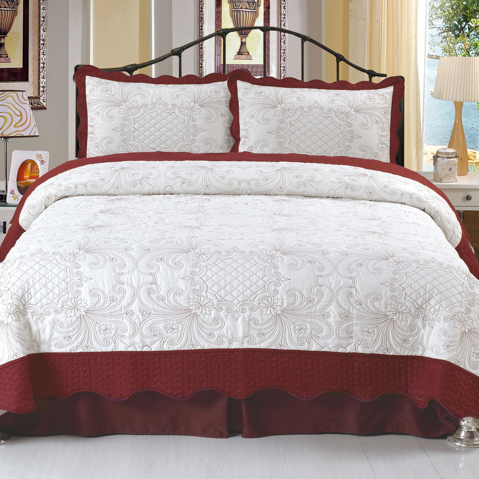 Lavish Home Juliette Embroidered Quilt Set - Walmart.com