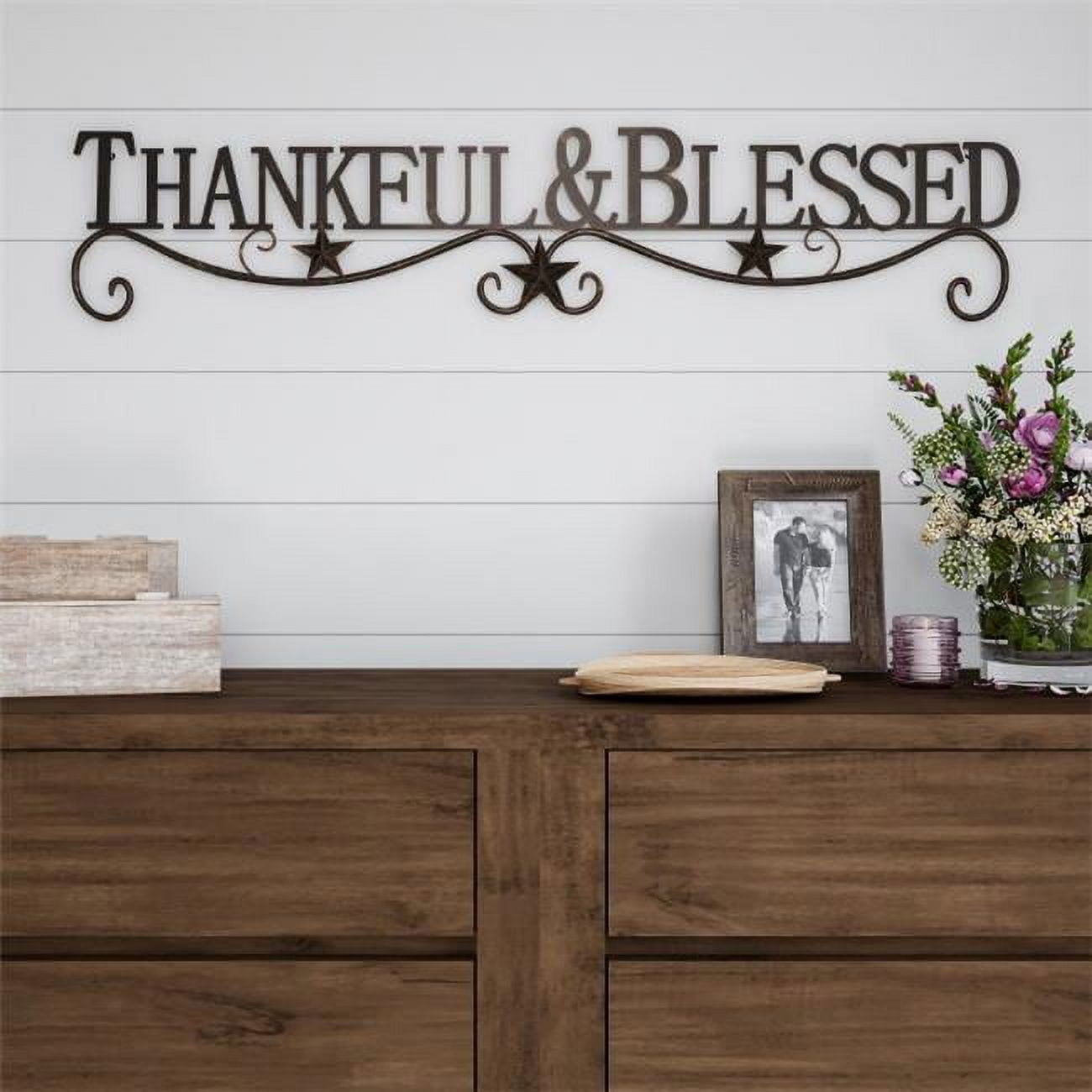 Lavish Home Metal Cutout-Thankful & Blessed Decorative Wall Sign ...