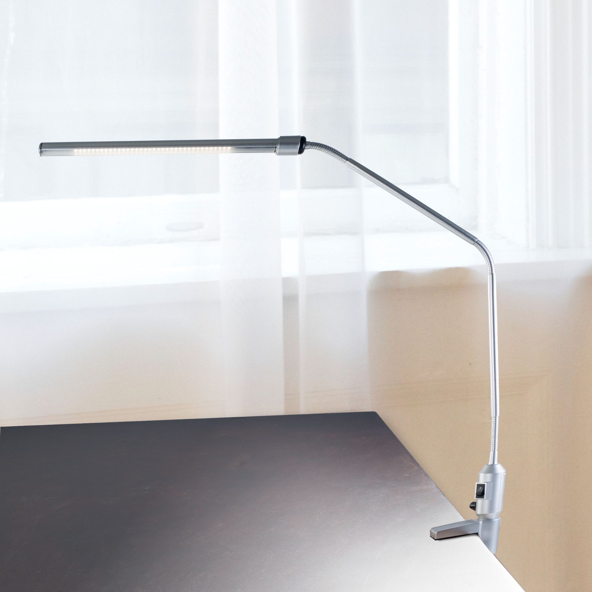 Lavish Home Modern Contemporary LED Desk Lamp with Clamp, Silver ...