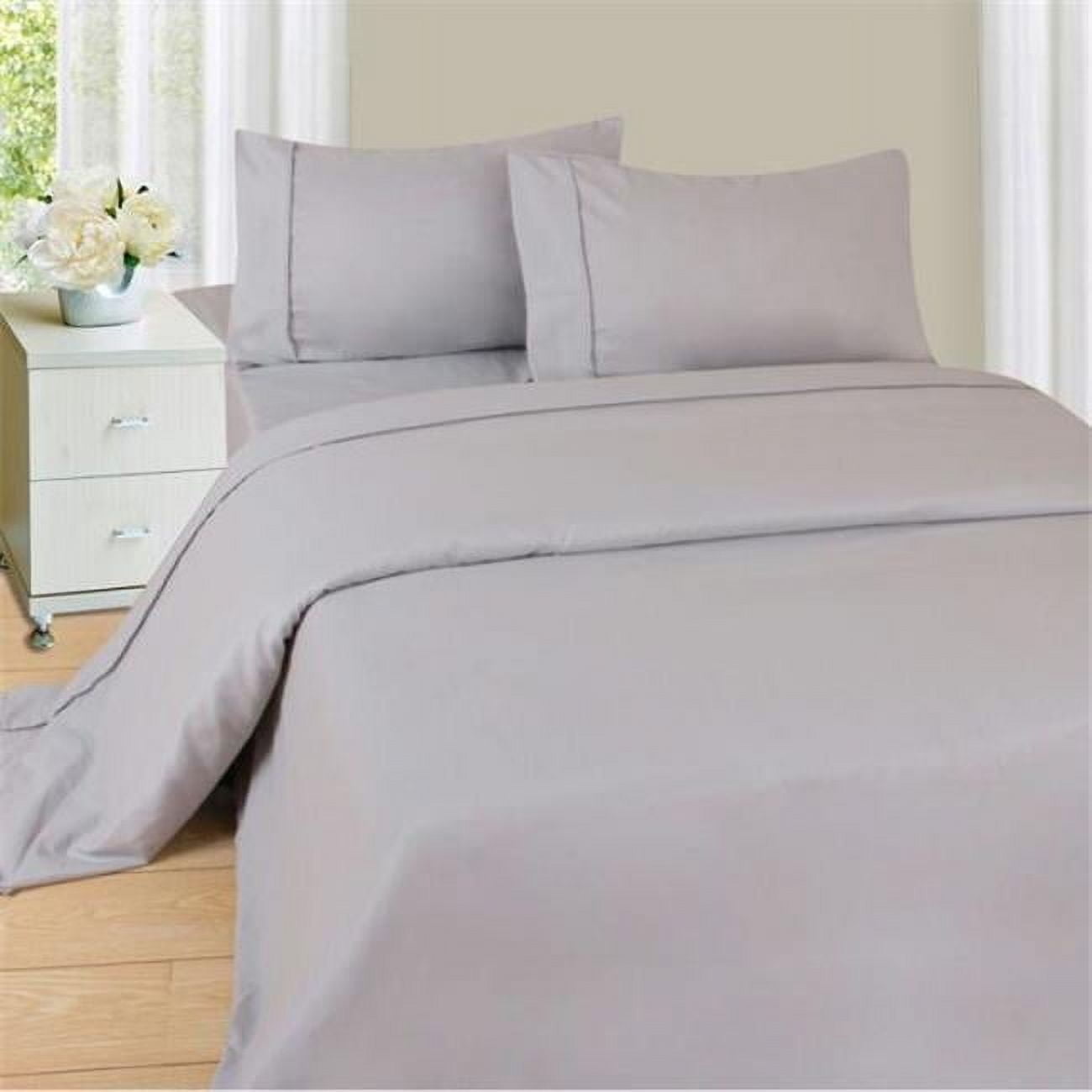 Lavish Home Series 1200 3 Piece Twin Sheet Set - Silver - Walmart.com