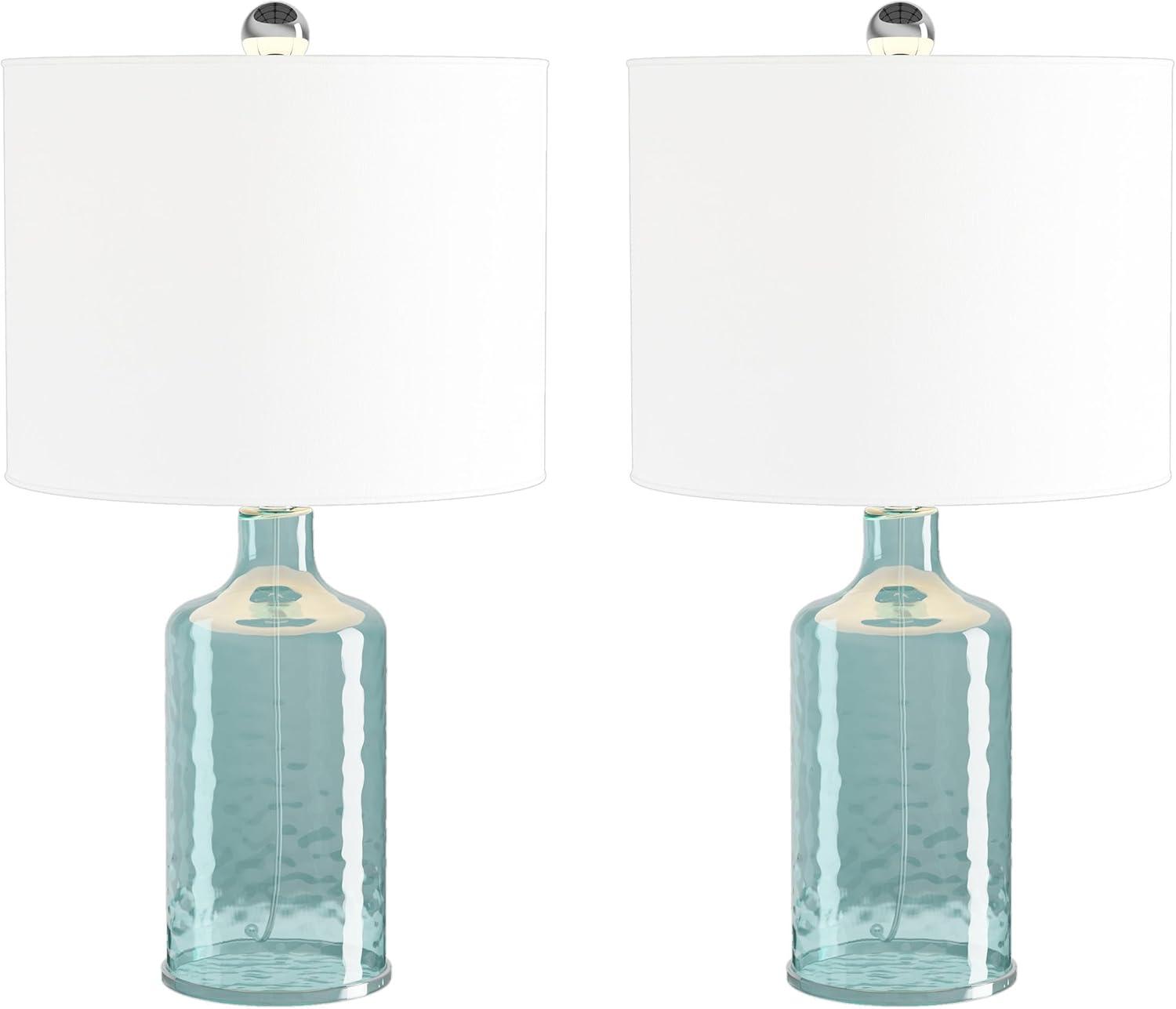 Lavish Home Set of 2 Table Lamps - Glass Lamp Set with Open Bases, LED ...