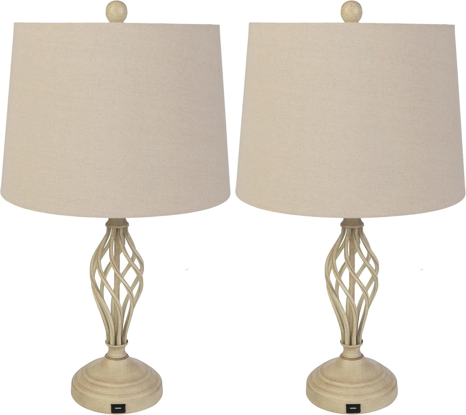 Lavish Home Set of 2 Table Lamps - Modern Lamps with USB Charging Ports and LED Bulbs - for ...