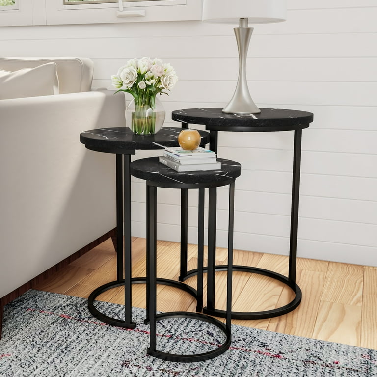 Black metal nesting side tables store