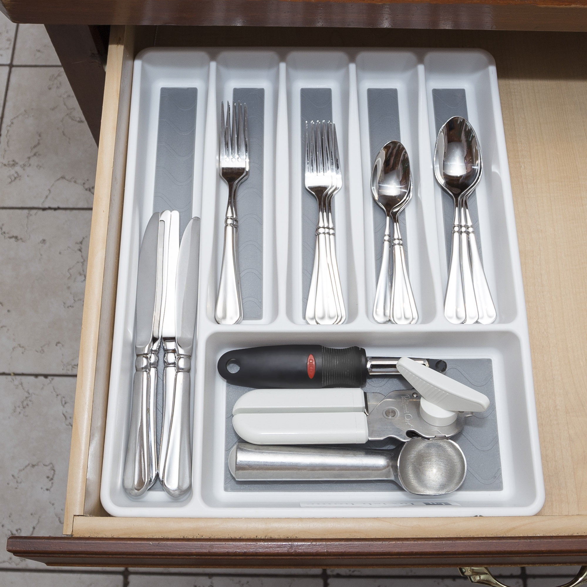 Lavish Home Cutlery Organizer - 6 Sections, Nonslip Tray for Utensils ...