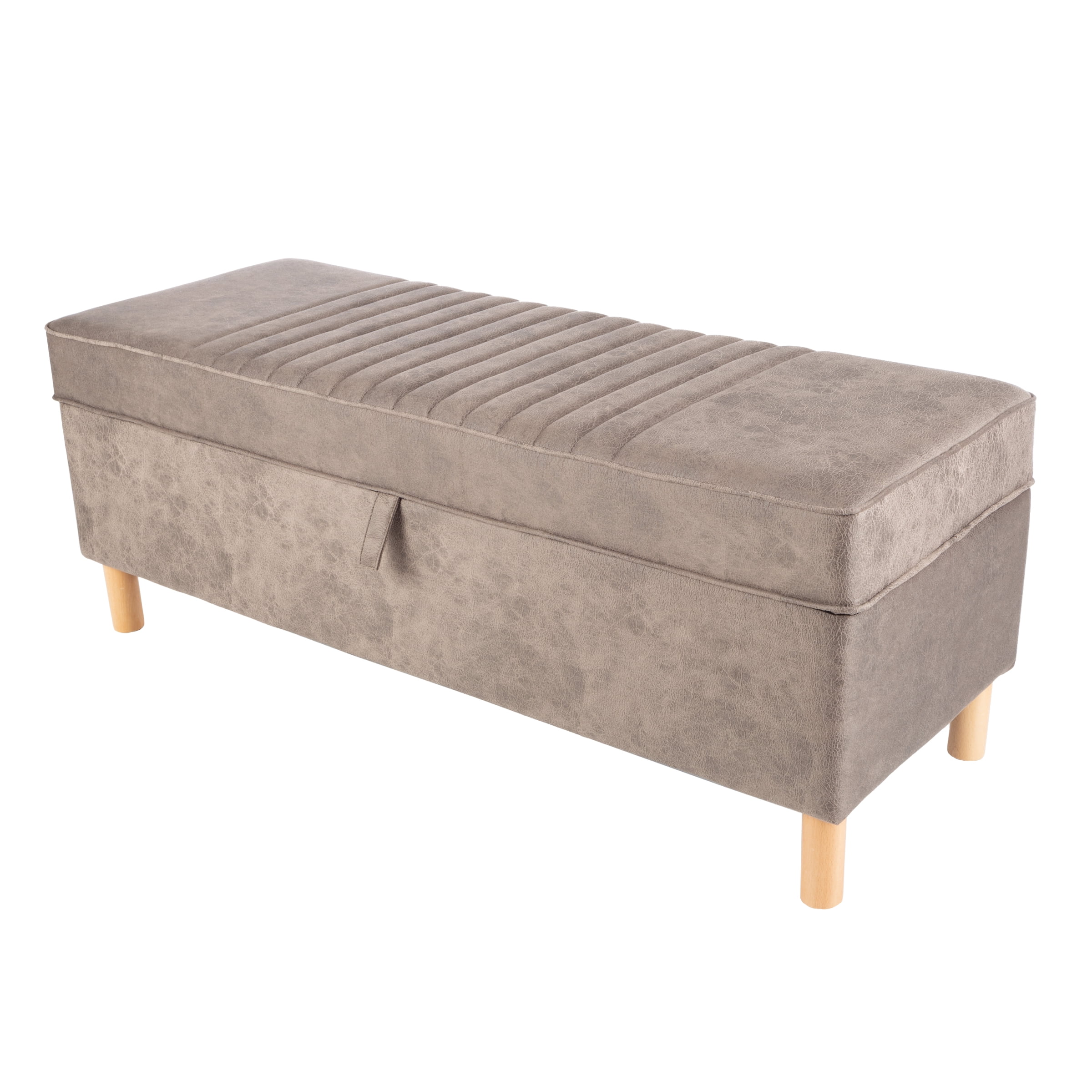 Lavish Home Upholstered Storage Ottoman with Lift Top (Gray Suede ...