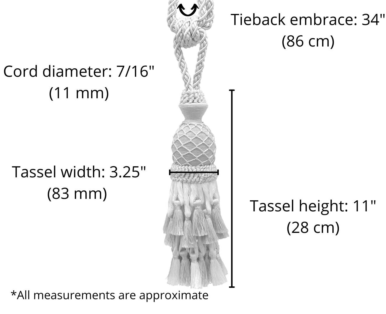 Lavish Large Curtain Drapery Tieback Set, Handmade Tassel Decor for ...