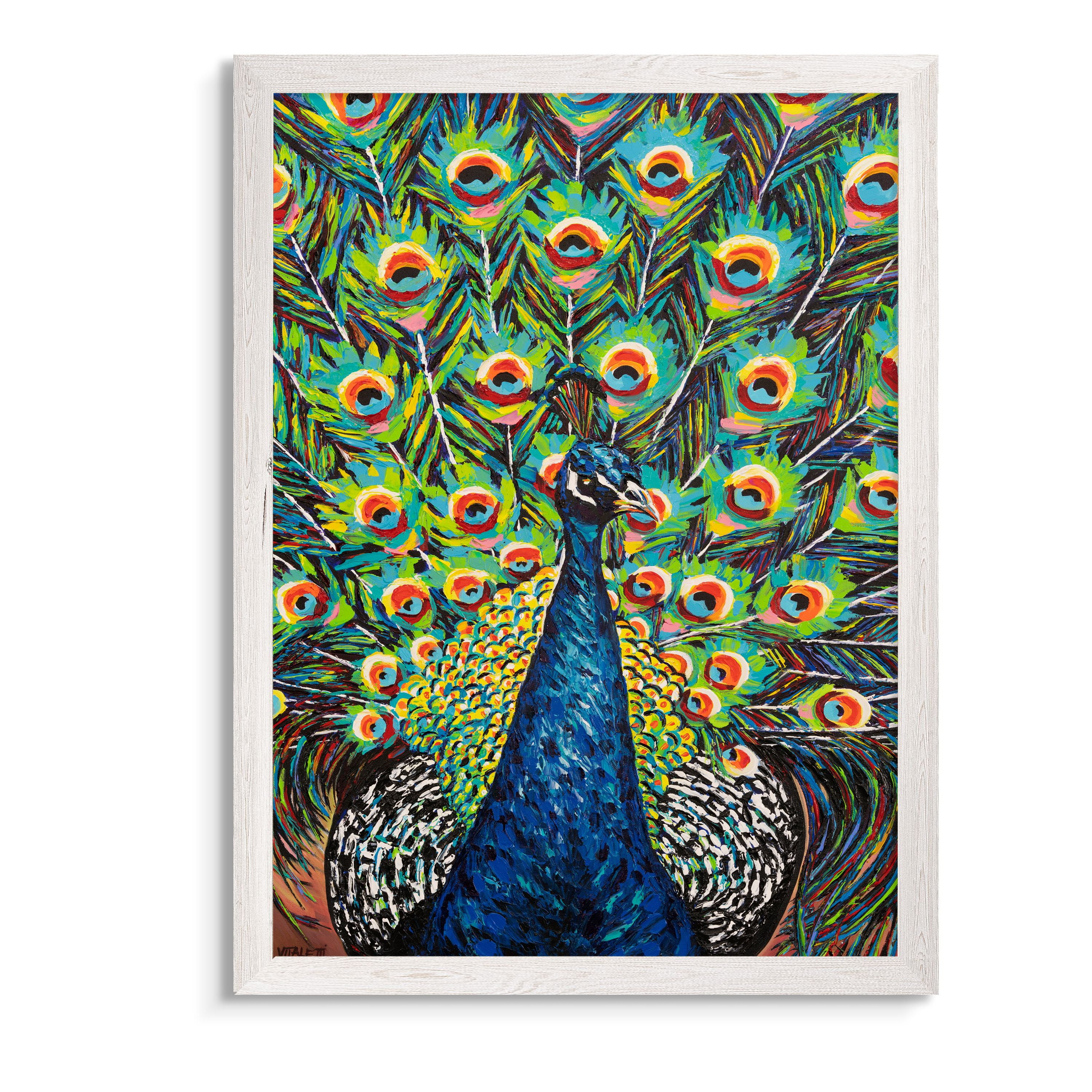 Wexford Home Lavish Peacock II-Framed Canvas - White - 22X30 - Walmart.com
