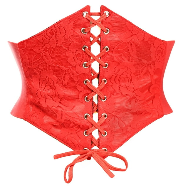 Lavish Red Lace Corset Belt Cincher