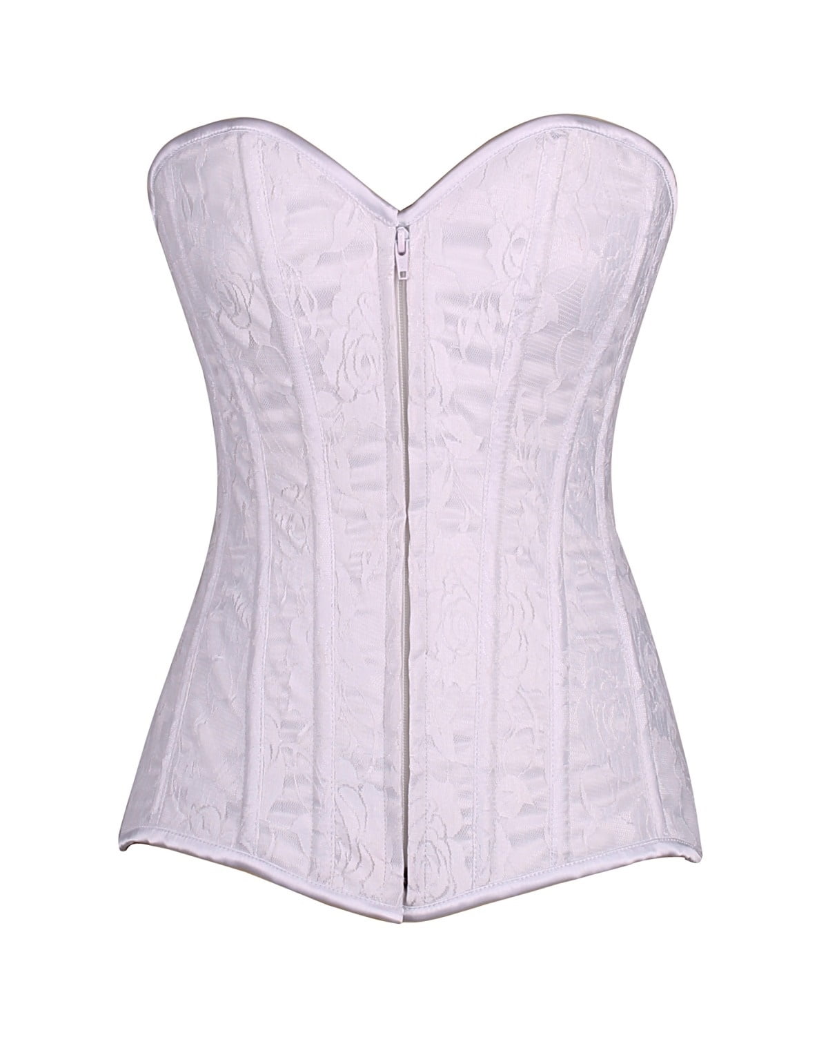 Lavish White Lace Overbust Corset W Zipper