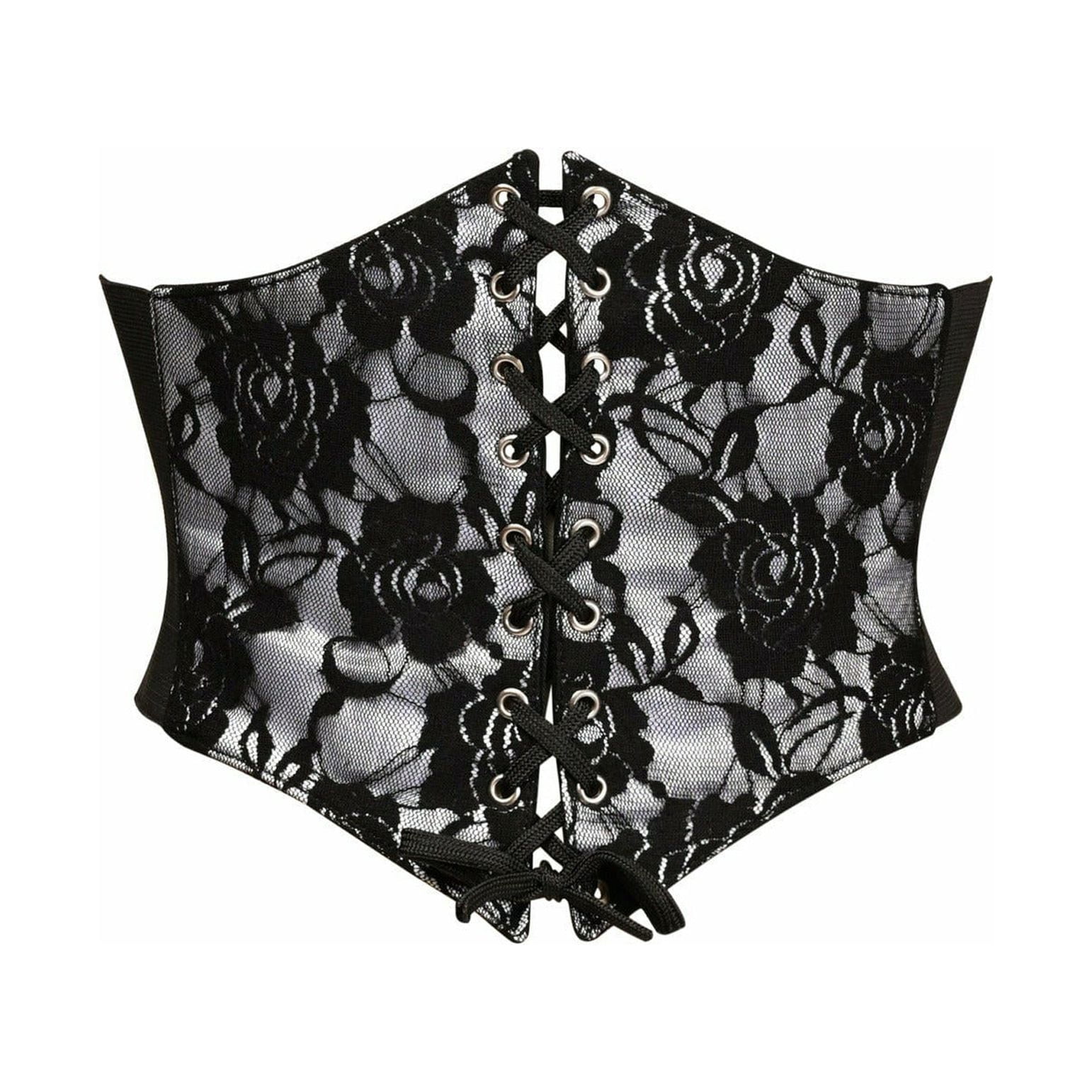 Lavish White w/Black Lace Overlay Corset Belt Cincher - Walmart.com