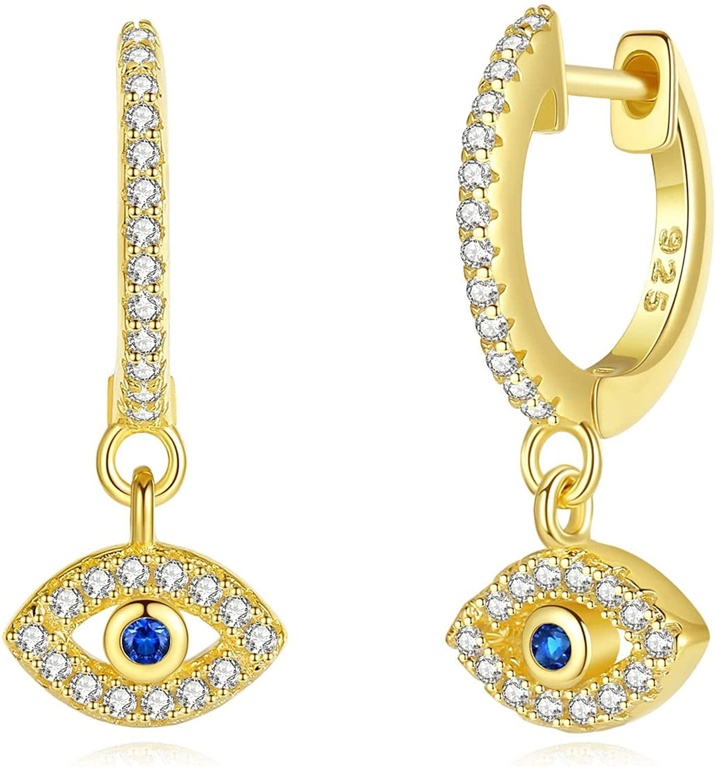 Lavishe 14K Gold Plated Sterling Silver AAA Cubic Zirconia Huggie Hoop ...