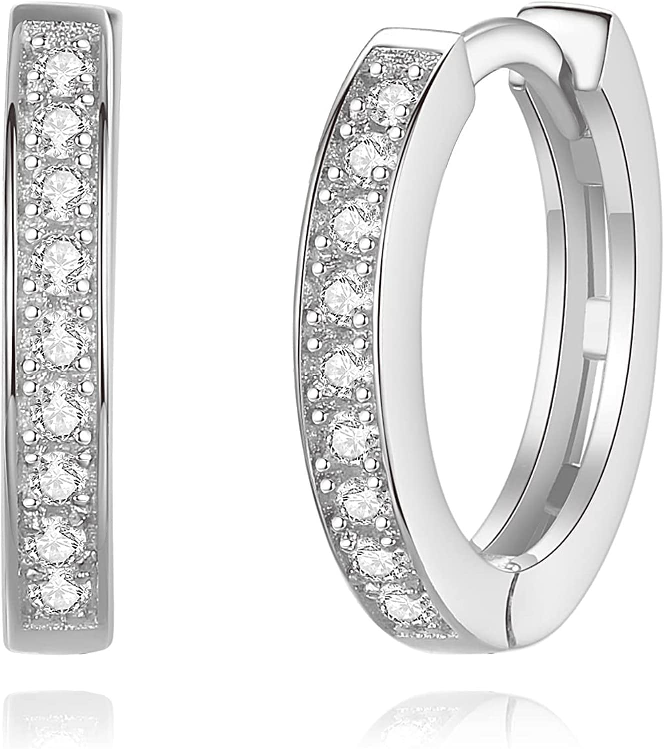 Lavishe Rhodium Plated 925 Sterling Silver Cubic Zirconia Small ...