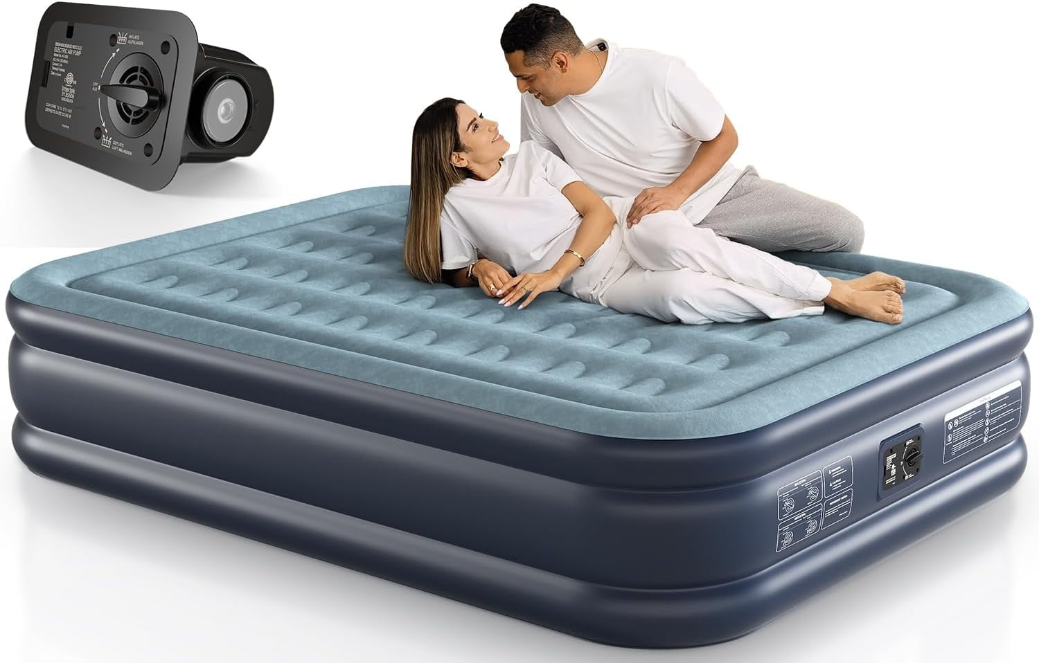 Lavisx Queen Air Mattress with Built in Pump 16" Blow Up Mattress ...