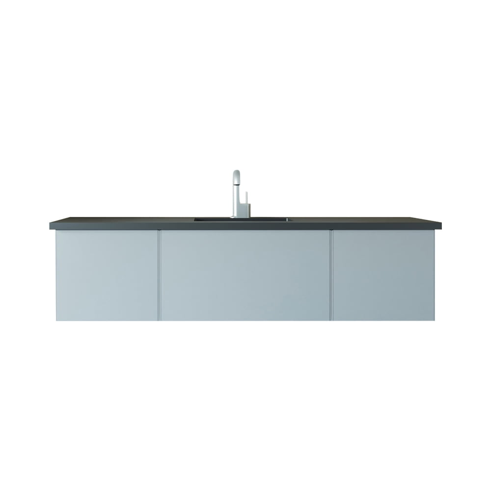 Laviva 313VTR-66FG-MB Vitri 66" Fossil Grey Vanity with VIVA Stone ...