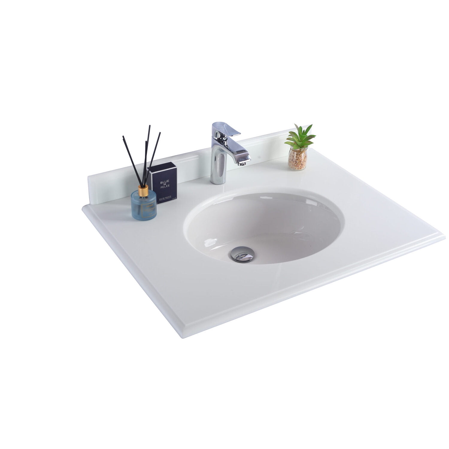 Forever 30" Single Hole Pure White Phoenix Stone Countertop with Oval ...