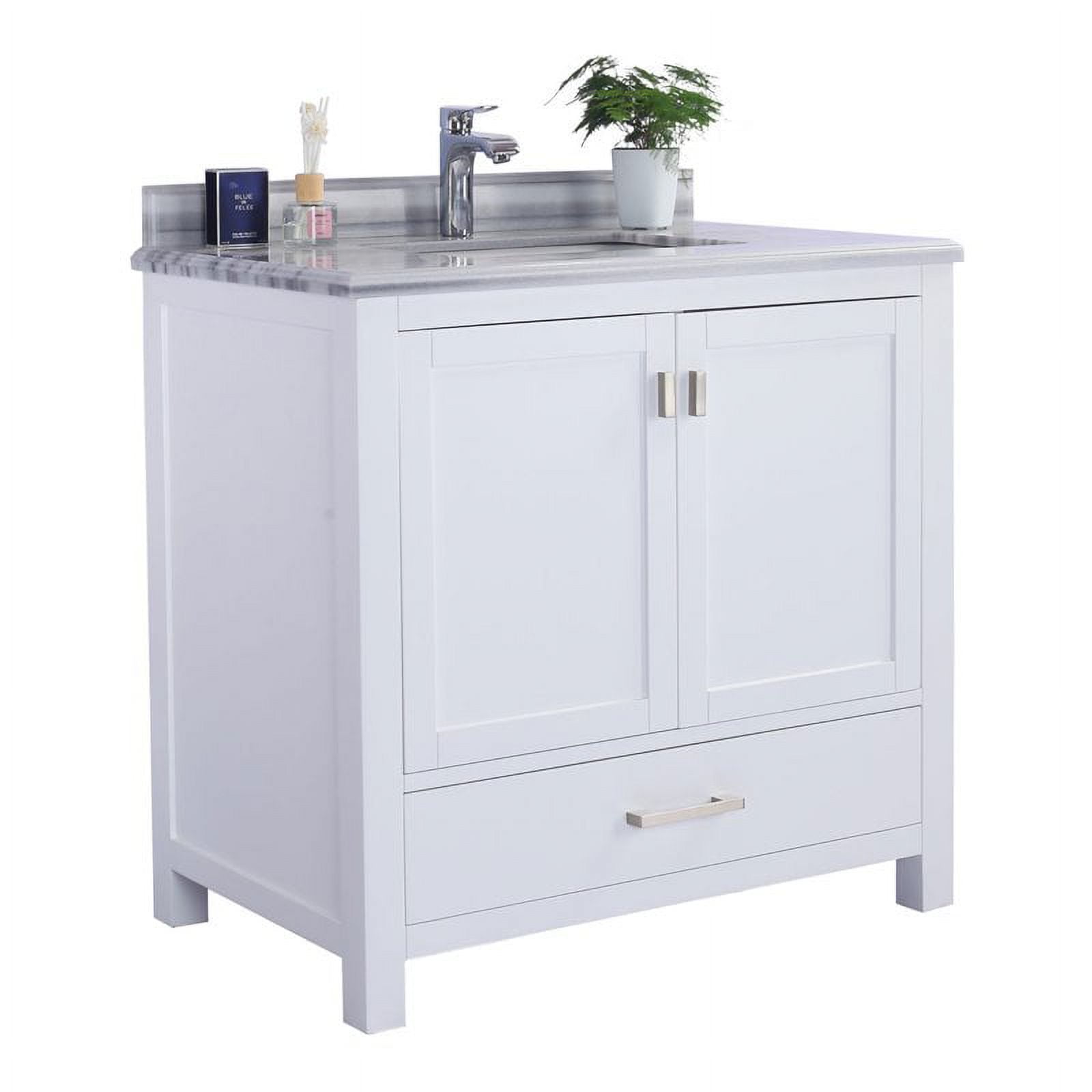 Laviva Wilson 36" Wood Cabinet with Stripes Marble Countertop in White ...