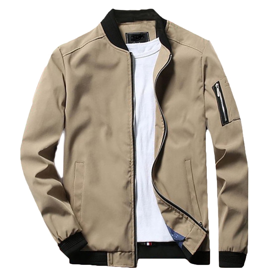 Lavnis Men's Bomber Jacket Sportwear Casual Full Zipper Coat ...