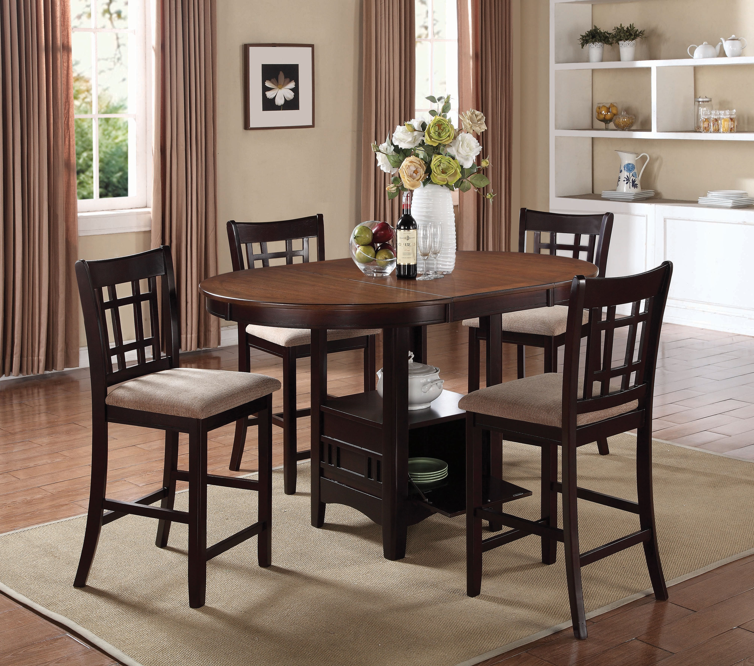 Windvale Cross-Buck Wood 5-Piece Counter Height Dining Set - Walmart.com