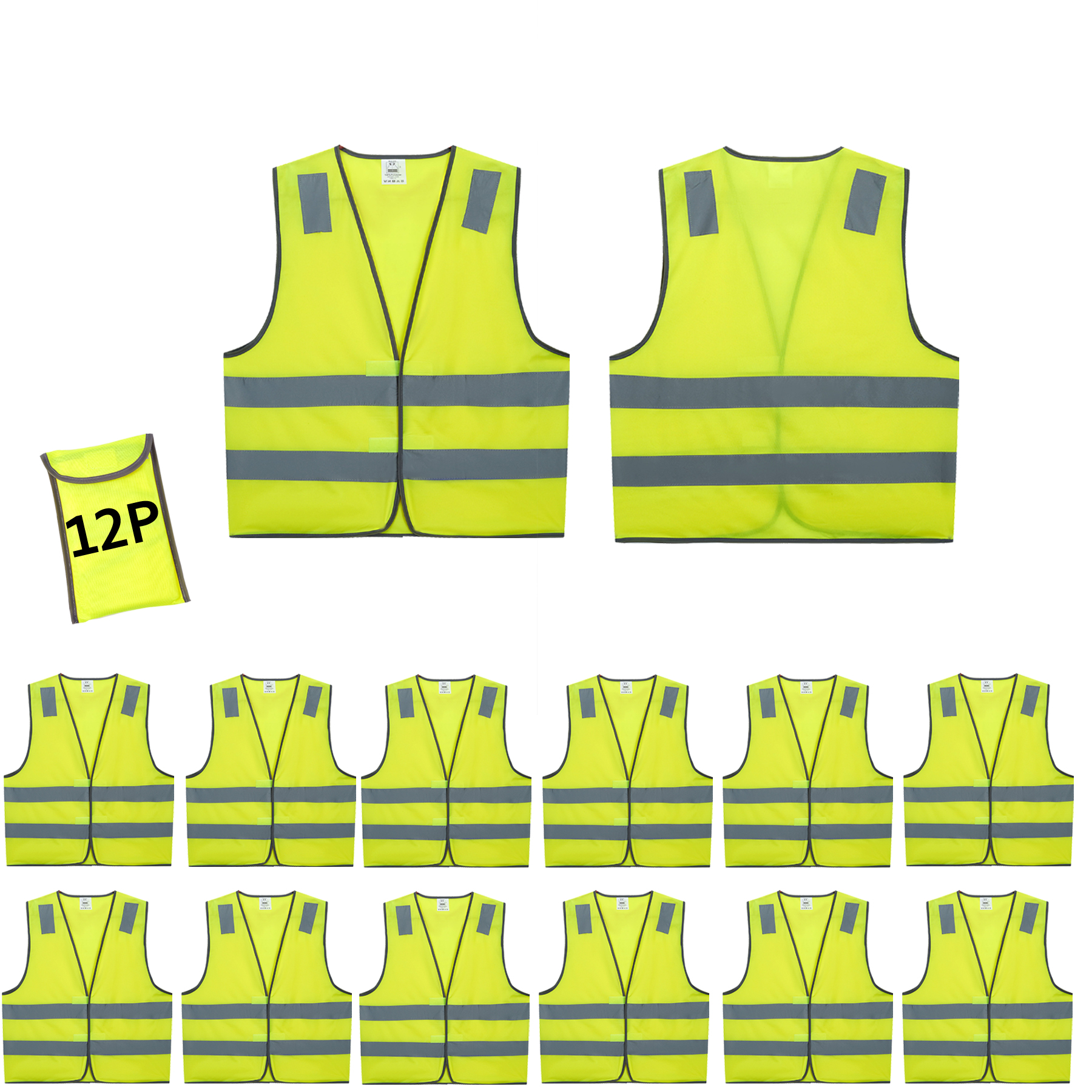 Lavori-AK Safety Vests 12 Packs - Yellow Reflective High Visibility ...