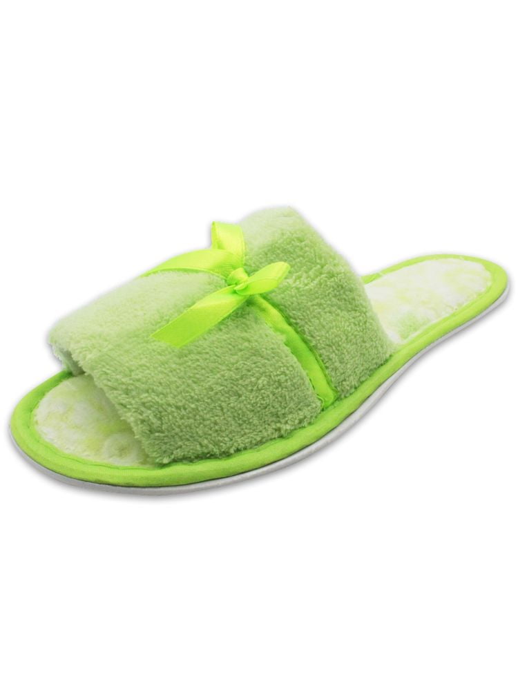 Lavra Women's Plush Terry Cloth Cozy Open Toe Slippers - Walmart.com