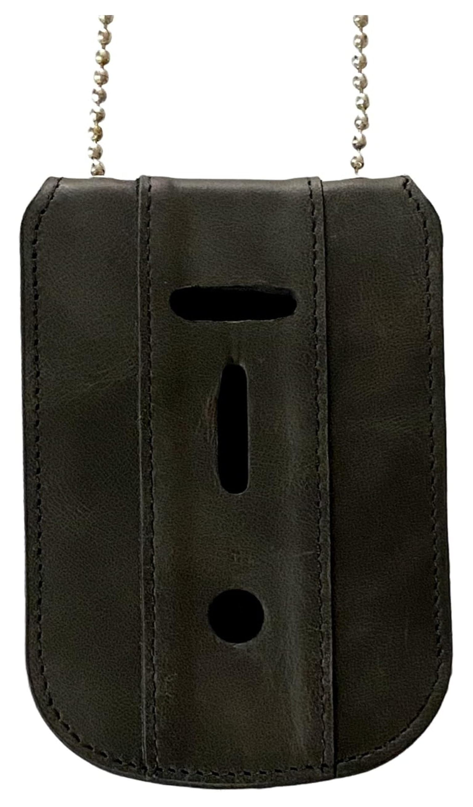 Law Enforcement Badge Holder Black Neck Chain & ID Holder Full Grain ...