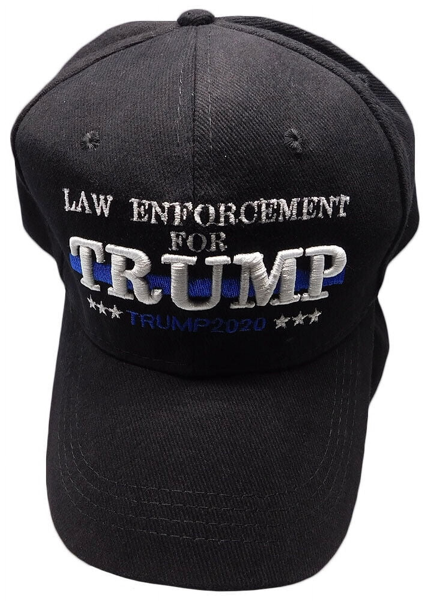 Law Enforcement For Trump Thin Blue Line Trump Black Embroidered Hat ...