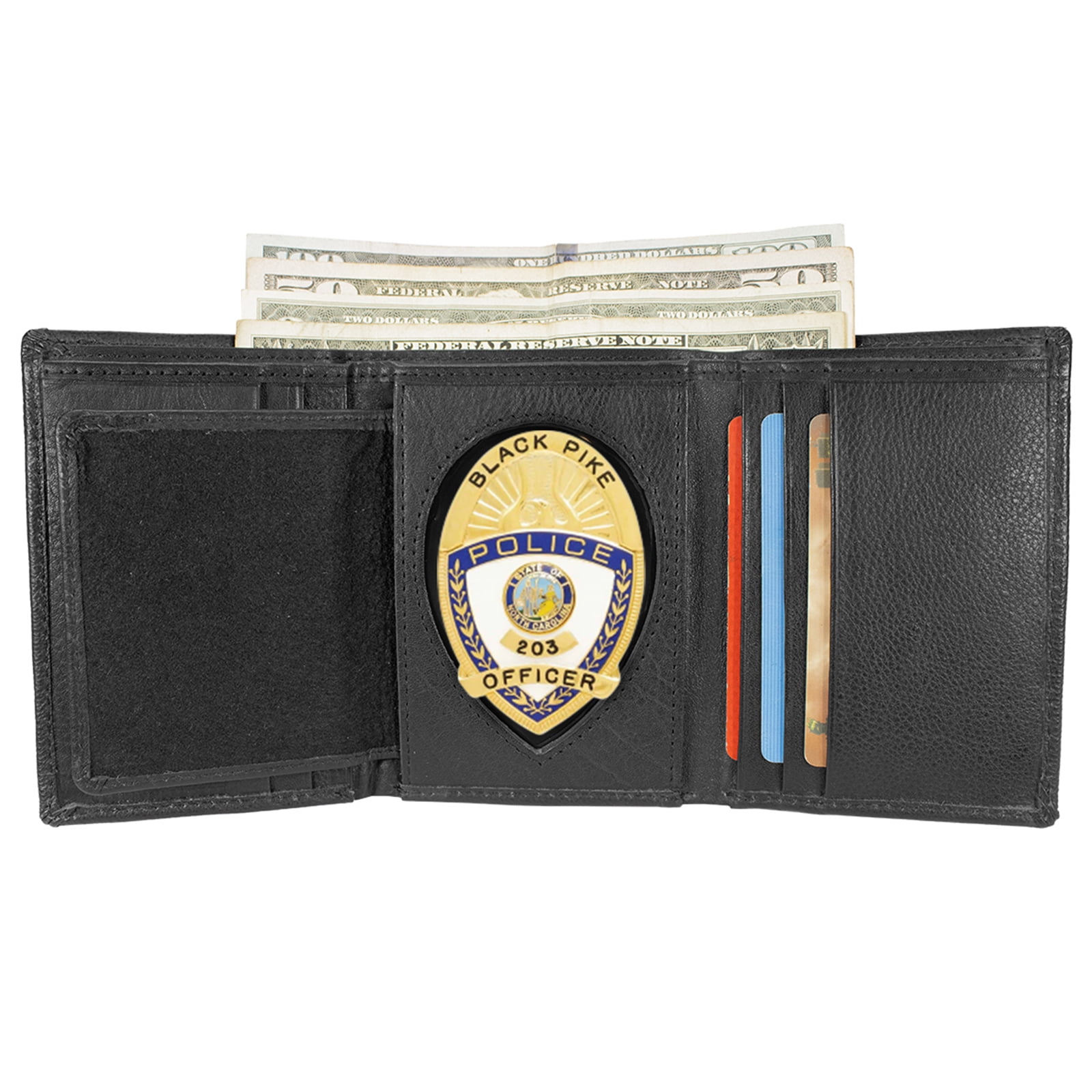 Law Enforcement Police Trifold Black Wallet ID Badge Holder (Unisex ...