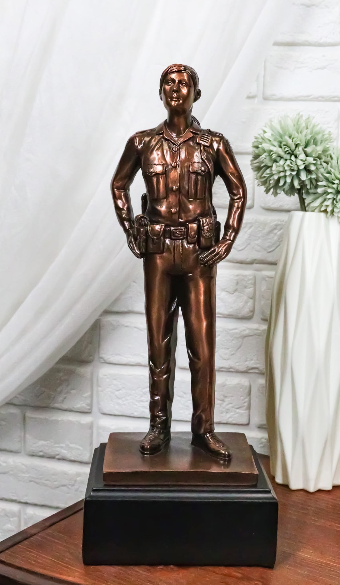 Law Enforcer Police Woman Officer Cop In Uniform Bronzed Resin Statue ...