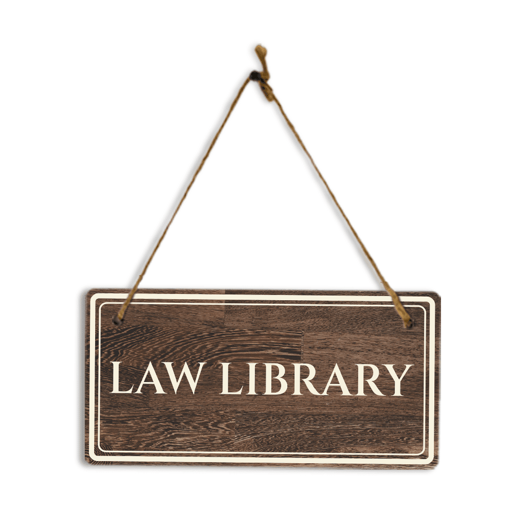 Law Library 5" x 10" Hanging Wall or Door Sign | Legal and Court House ...