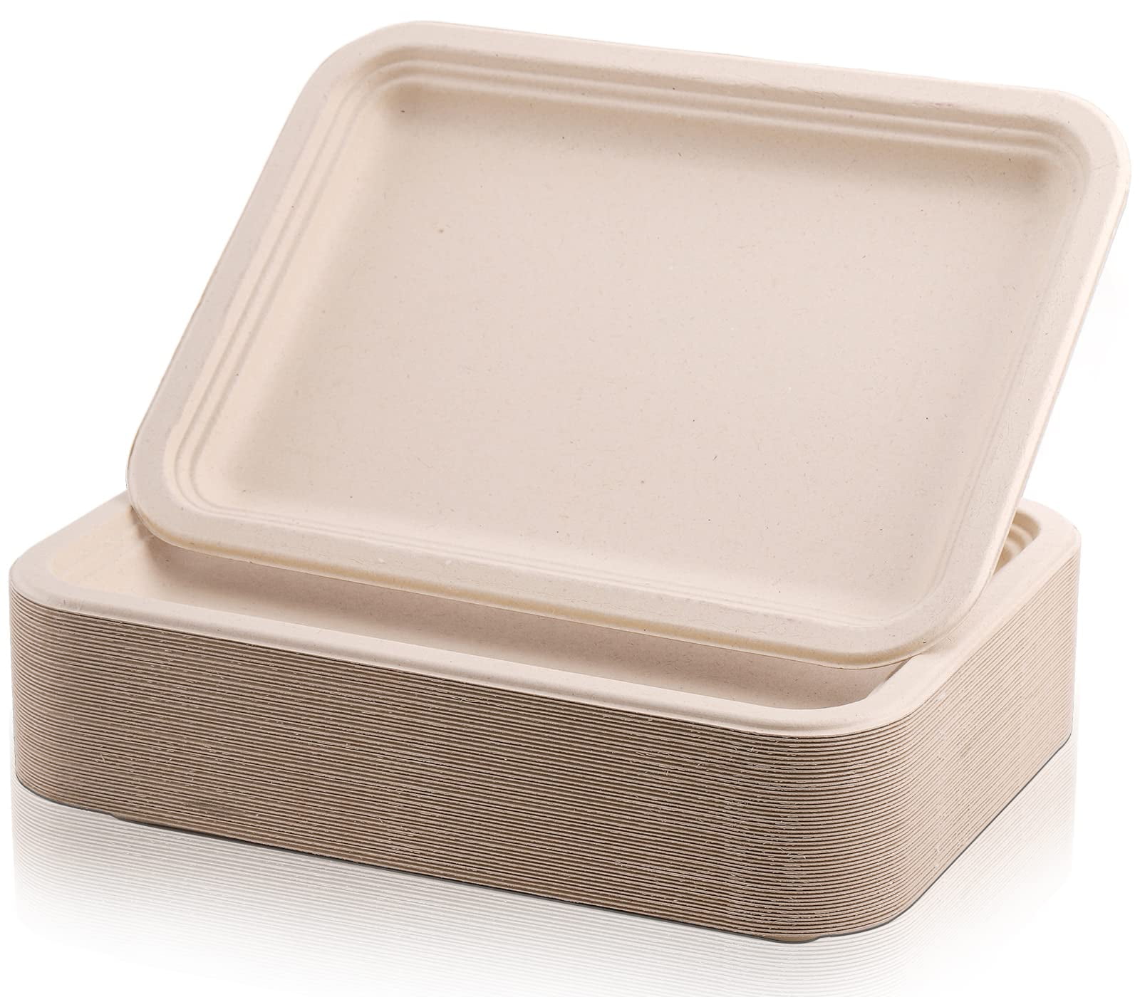 Lawei 50 Pack 14 Inch Biodegradable AFN1Paper Plates, Rectangle ...