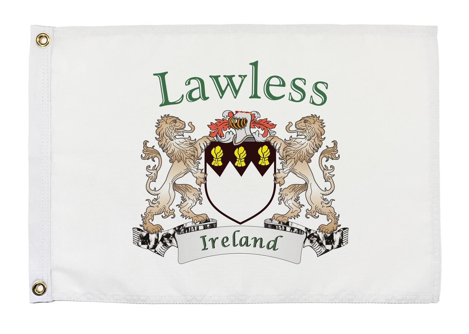Lawless Irish Coat of Arms Small White Flag - 16"x10.5" inches ...