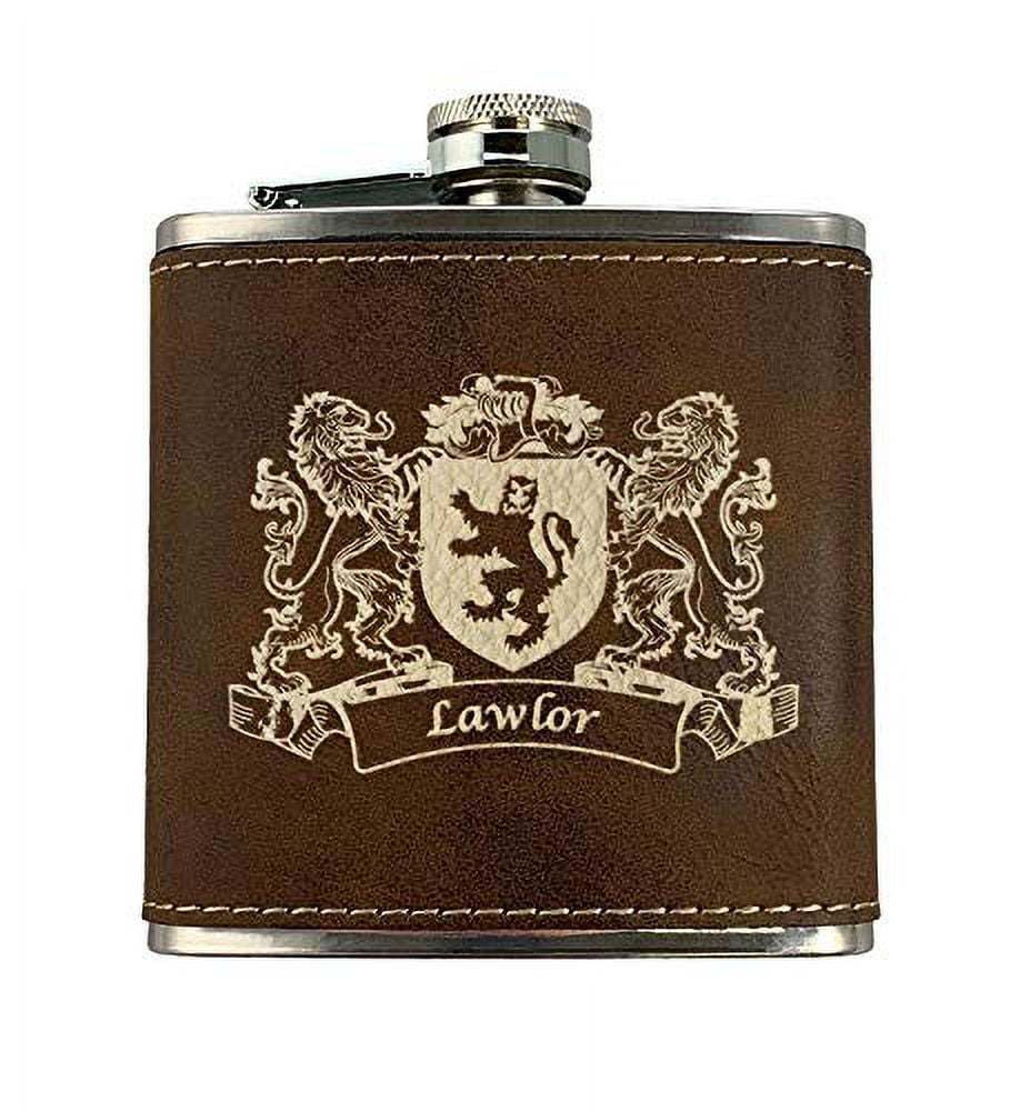 Lawlor Irish Coat of Arms Leather Flask - Rustic Brown - Walmart.com