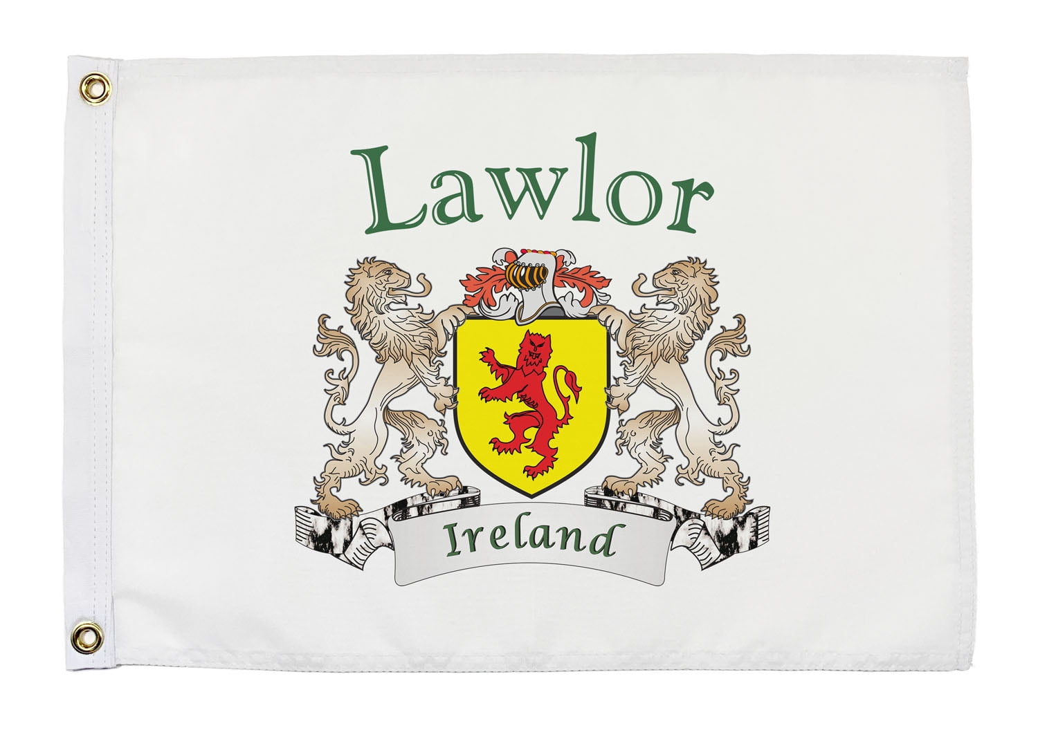 Lawlor Irish Coat of Arms Small White Flag - 16"x10.5" inches - Walmart.com