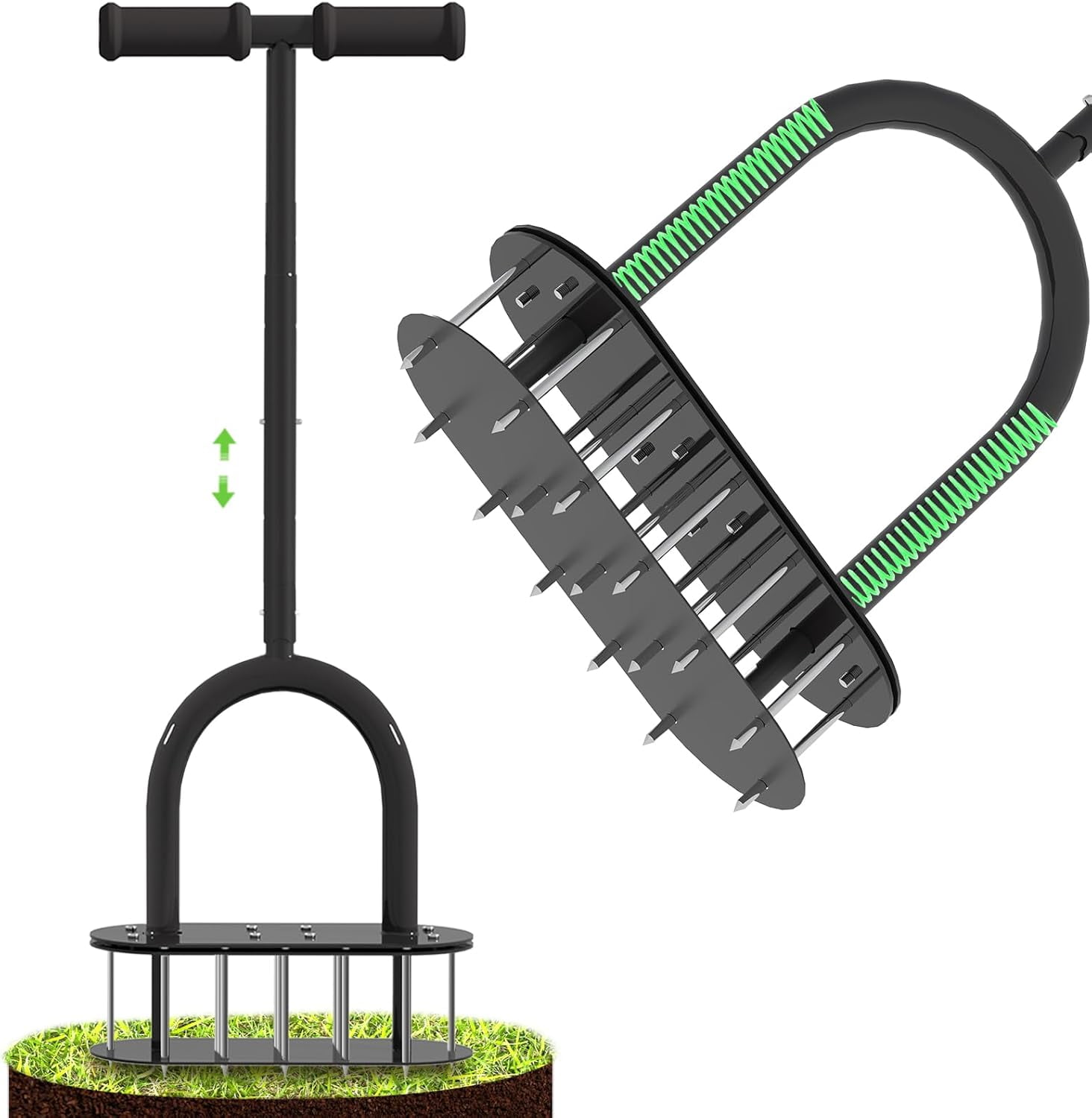 Lawn Aerator Automatic Dirt and Leaf Clean Design,Pre-Assembled 15 Iron ...
